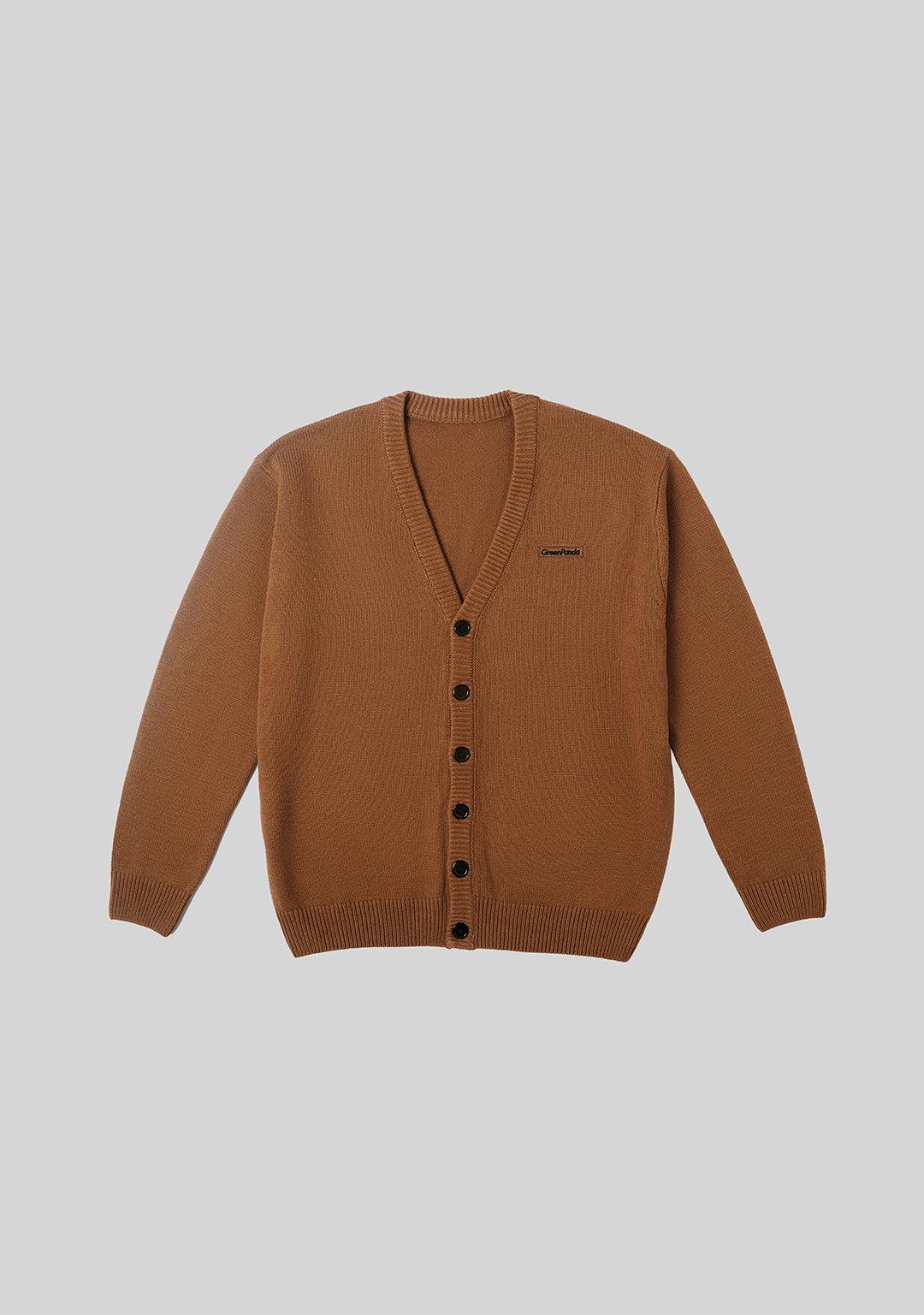 Greenpanda | Basic Logo Knit Cardigan - Brown