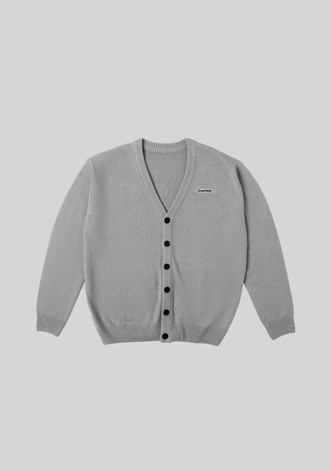 Greenpanda | Basic Logo Knit Cardigan - Gray