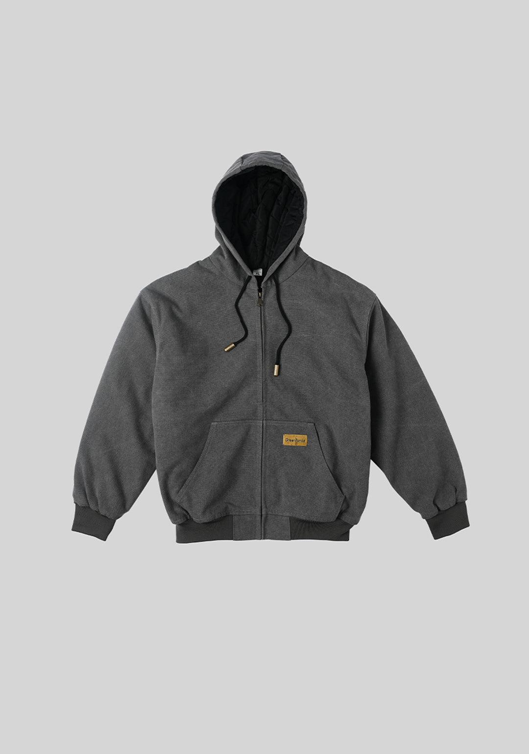Greenpanda | Heavy Duty Washed American Workwear Hooded Jacket - Dark Gray